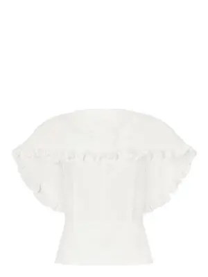 LANVIN Ruffled Cotton-poplin Blouse - White