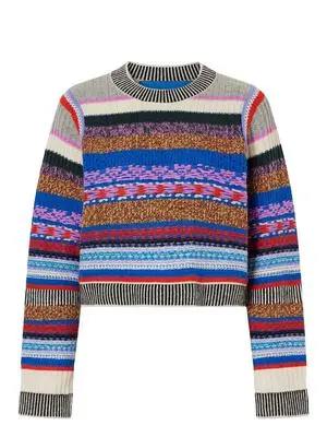 MOTHER The Extra Crop Striped Alpaca And Wool-blend Sweater Multi