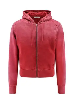 ENTIRE STUDIOS Slim Zip Up Cotton Hoodie - Red