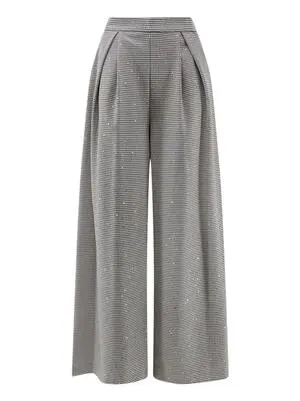 ACTUALEE Pied-de-poule Trousers With Sequins