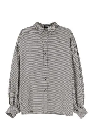 ACTUALEE Pied-de-poule Shirt With Lurex Effect - Black