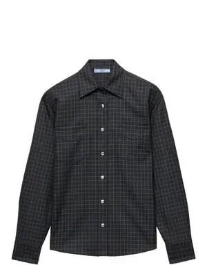 Prada Checked Wool Shirt Navy