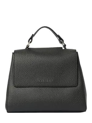 Orciani Sveva Hamme Leather Handbag With Handle And Shoulder Strap - Black