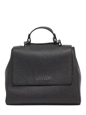 Orciani Sveva Hammered Leather Handbag With Handle And Shoulder Strap - Black