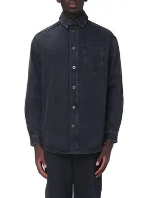 Loewe Cotton Denim Shirt Jacket With A Classic Collar And Patch Pockets - Black