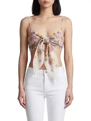 TWINSET Floral Linen Crop Top - Multicolor