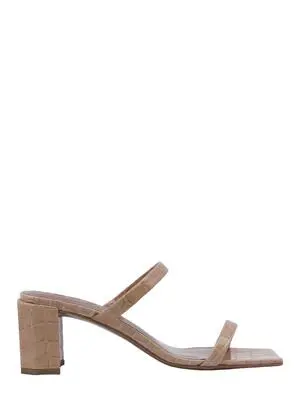 By Far Tanya Croc Print Leather Sandals - Camel