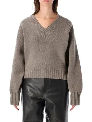 RÓHE V-neck Wool Sweater With Dropped Shoulders And Long Sleeves