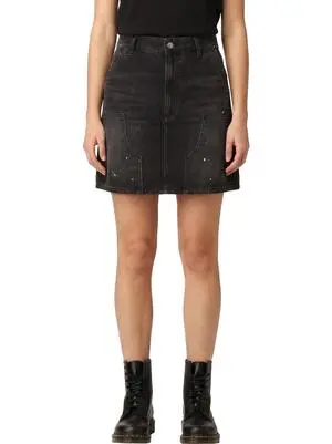 Carhartt Work In Progress High-waisted A-line Mini Skirt In Cotton Denim - Grey
