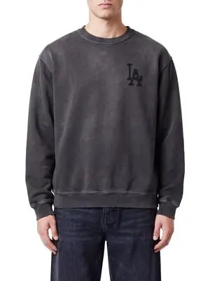 HTC LOS ANGELES Relaxed Fit Contrast Logo Cotton Sweatshirt - Black