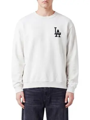 HTC LOS ANGELES Relaxed Fit Contrast Logo Cotton Sweatshirt - White