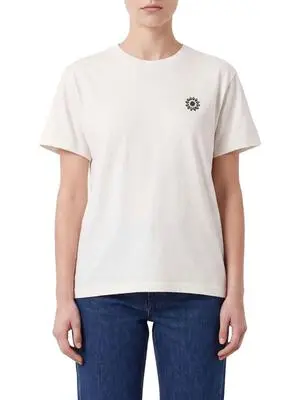 HTC LOS ANGELES Cotton T-shirt With Rhinestone Embroidery - White