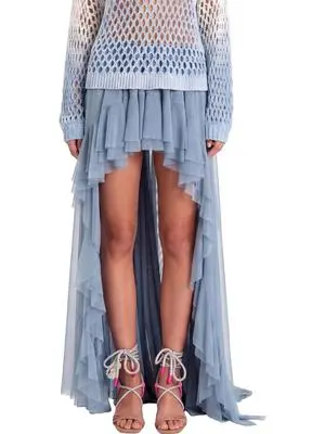 TWINSET Asymmetric Tulle Skirt - Blue