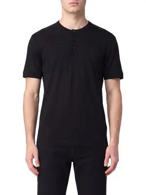 Dolce & Gabbana Crewneck Three-button T-shirt In Pure Silk - Black