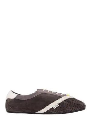 Celine Low Top Sneakers In Leather And Suede With Bi Design And Perforated Toe - Grey