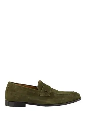 FERRAGAMO Suede Calfskin Penny Loafers With Gancini - Green
