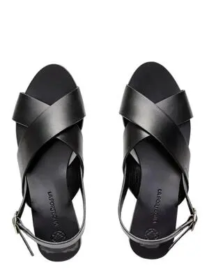 LA PORTEGNA Emilia Crossover-strap Sandals - Black