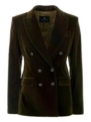 Etro Double-breasted Velvet Blazer - Brown