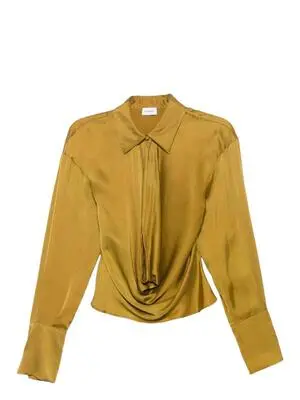 Andamane Draped Long-sleeve Shirt - Yellow