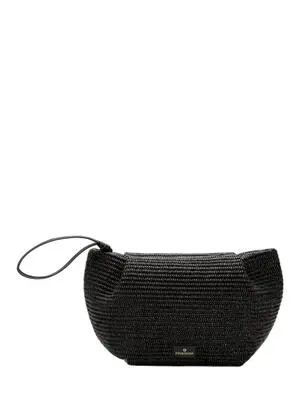 LA PORTEGNA Marta Woven Leather Shoulder Bag - Black