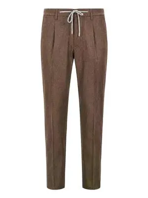 Eleventy Pleated Drawstring-waist Trousers - Brown
