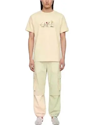 FOUND Floral-embroidered Logo-print T-shirt - Neutrals