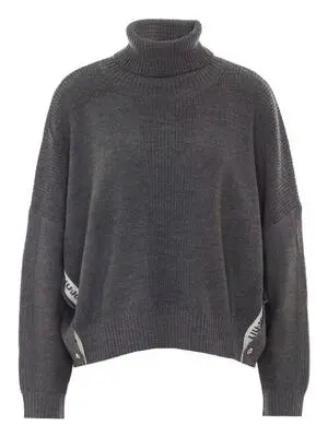 Liu Jo Roll-neck Side-slit Sweater - Grey