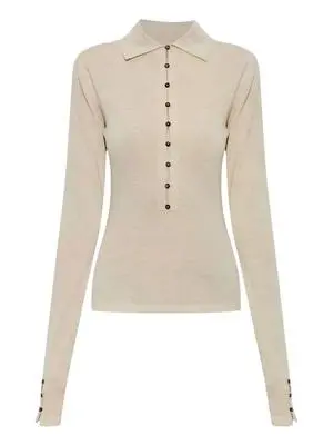 Jacquemus The Merino Long-sleeve Polo Shirt Neutrals