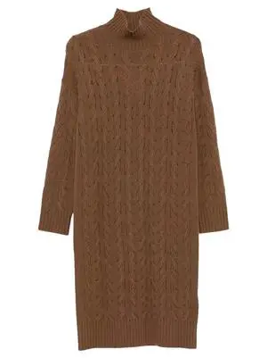 Max Mara Cable-knit Roll-neck Midi Dress - Brown
