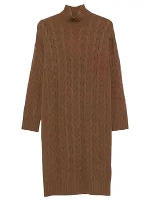 MAX MARA Cable-knit Roll-neck Midi Dress
