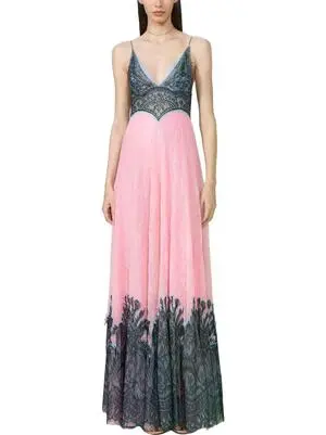 Costarellos Salila Chantilly Lace Gown - Pink