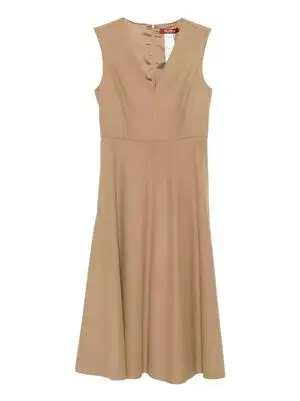 Max Mara V-neck Sleeveless Midi Dress - Brown