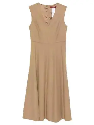 Max Mara V-neck Sleeveless Midi Dress - Brown