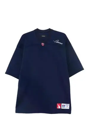 WILLY CHAVARRIA Logo-patch V-neck T-shirt - Blue