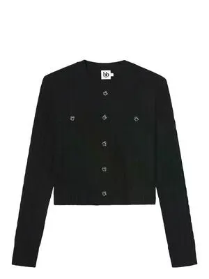 B+AB Cable-knit Button-up Cardigan - Black