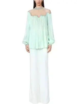 Costarellos Timma Crystal-embellished Georgette Blouse - Green