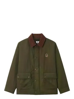 FINGERCROXX Corduroy-collar Logo-patch Jacket - Green