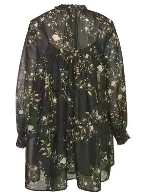 ALLSAINTS Floral-print Long-sleeve Mini Dress - Black