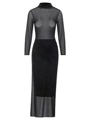 Liu Jo Long Tulle Dress With Rhinestones - Black
