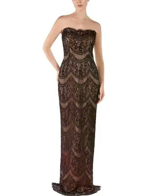 ANDREEA VENECIUC Valeria Strapless Lace Gown - Black