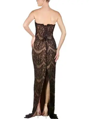 ANDREEA VENECIUC Valeria Strapless Lace Gown - Black