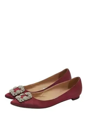 Manolo Blahnik Hangisi Buckle Ballet Flats - Red