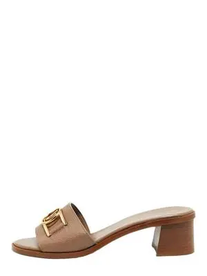 LOUIS VUITTON Lock It Leather Sandals - Neutrals