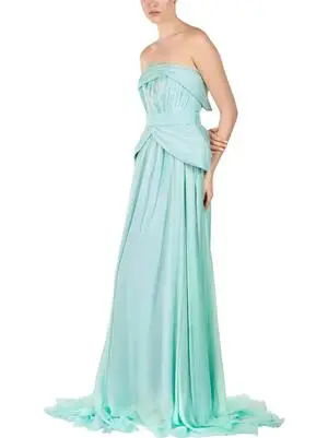 ANDREEA VENECIUC Sea Mist Peplum Gown - Blue