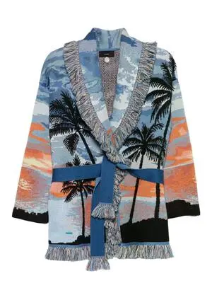 ALANUI Fringe-trimmed Palm-print Cardigan