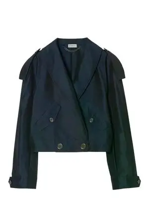 Burberry Cropped Silk Withington Jacket - Blue