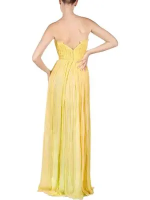 ANDREEA VENECIUC Strapless Pleated Maxi Dress - Yellow