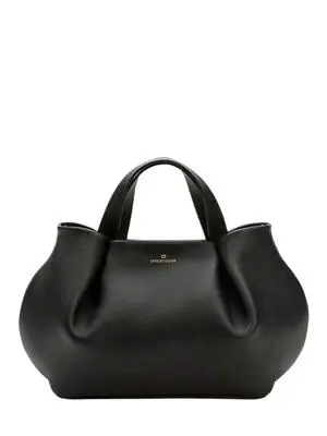 LA PORTEGNA Isabela Leather Tote Bag - Black