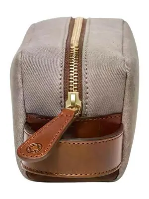 LA PORTEGNA Dopp Kit Leather-trim Wash Bag - Grey