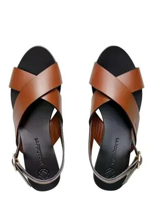 LA PORTEGNA Emilia Crossover-strap Sandals - Brown